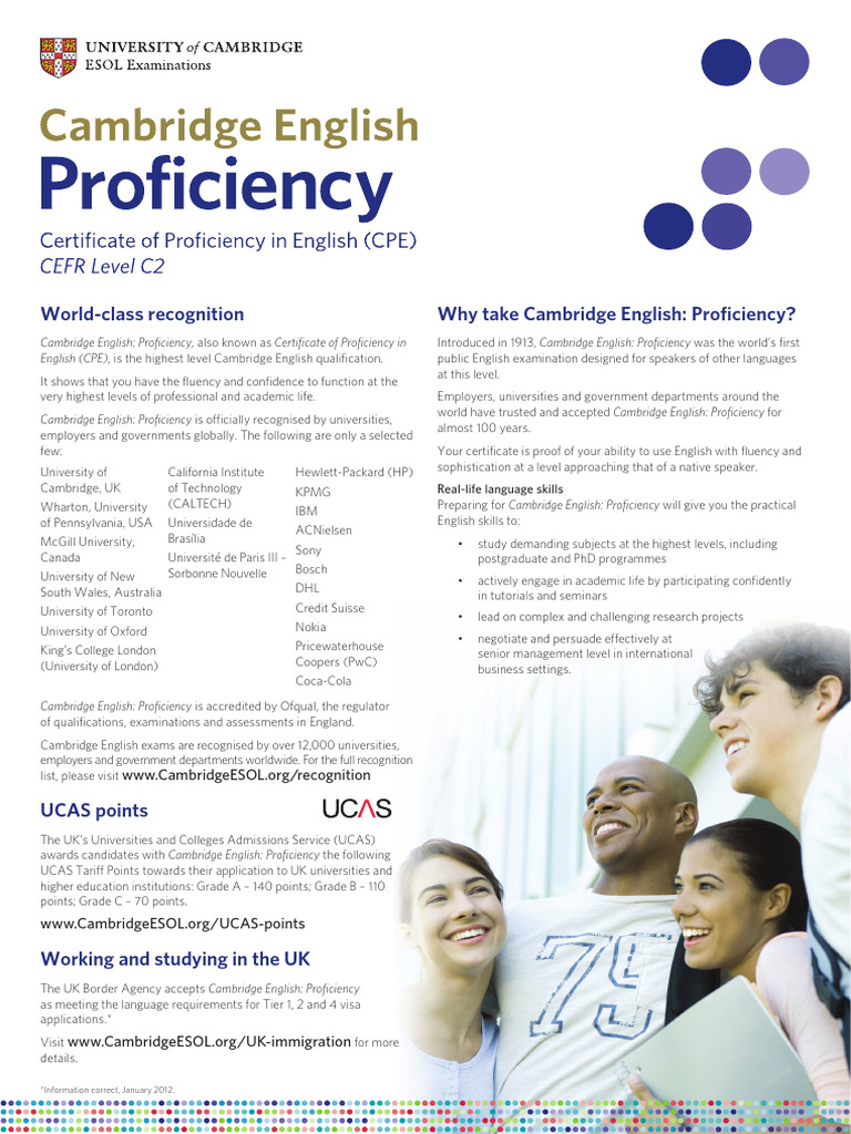 Cambridge English Proficiency (CPE) | PDF | Educational Assessment And Evaluation | Vocational ...