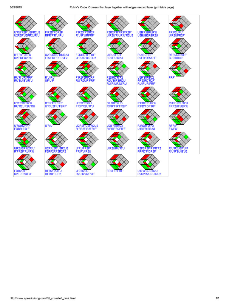 Rubik - S Cube - Corners First Layer Together With Edges Second Layer (Printable Page) | PDF
