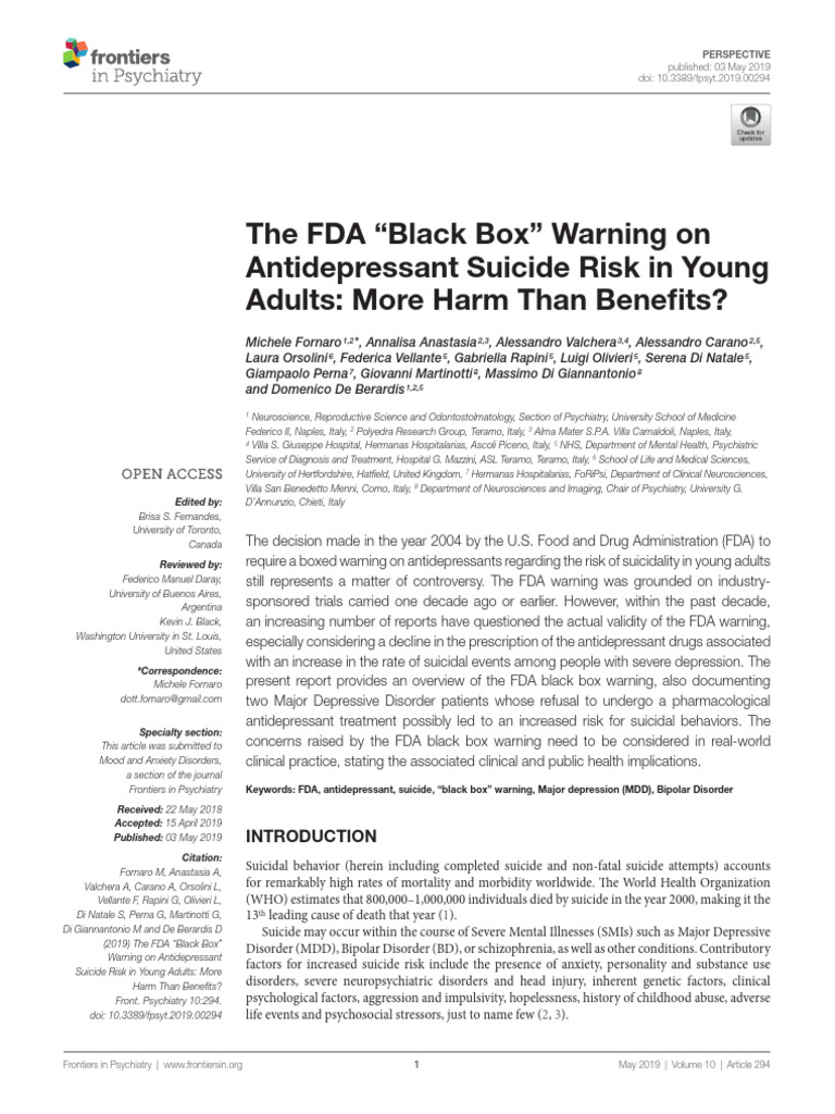 THe FDA Black Box Warning On Antidepressant Suicide Risk in Young ...