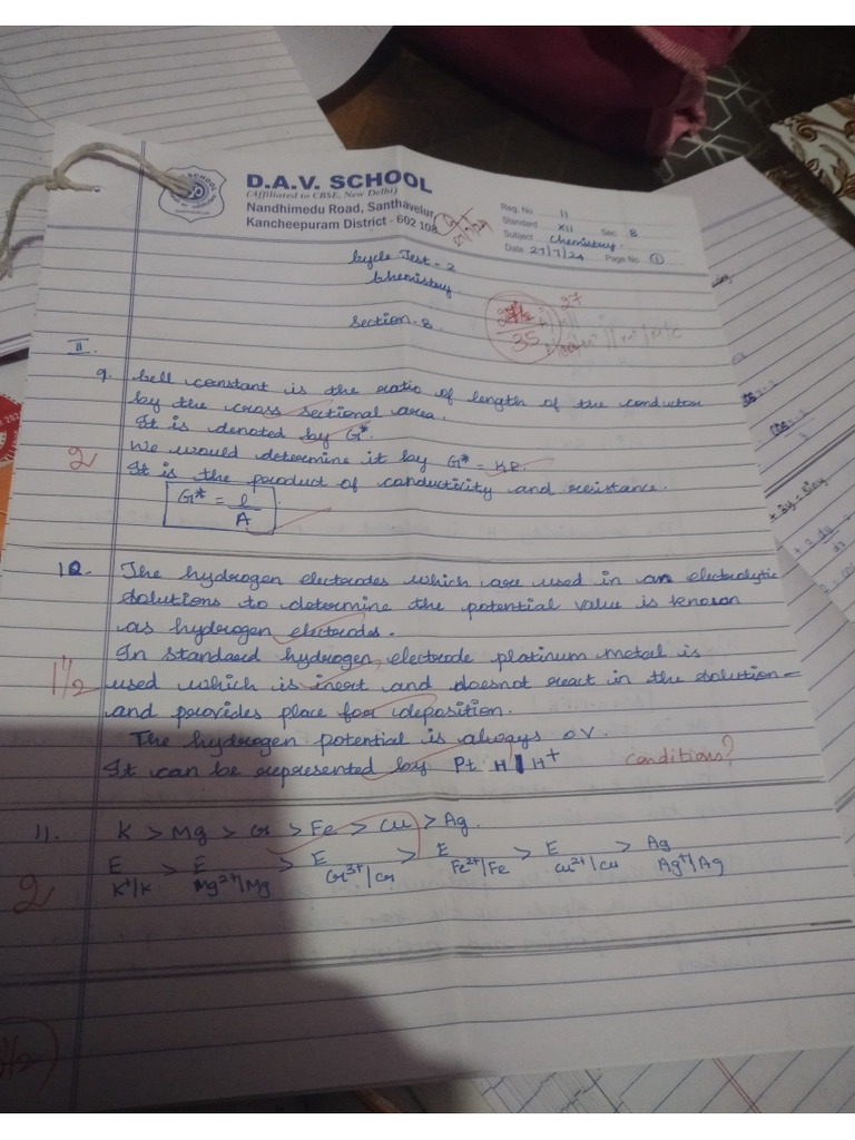 Chemistry Cycle Test 2 - 27 | PDF