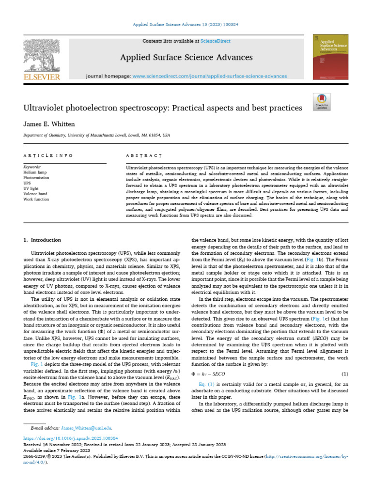 Ultraviolet Photoelectron Spectroscopy Practical Aspects and Best ...