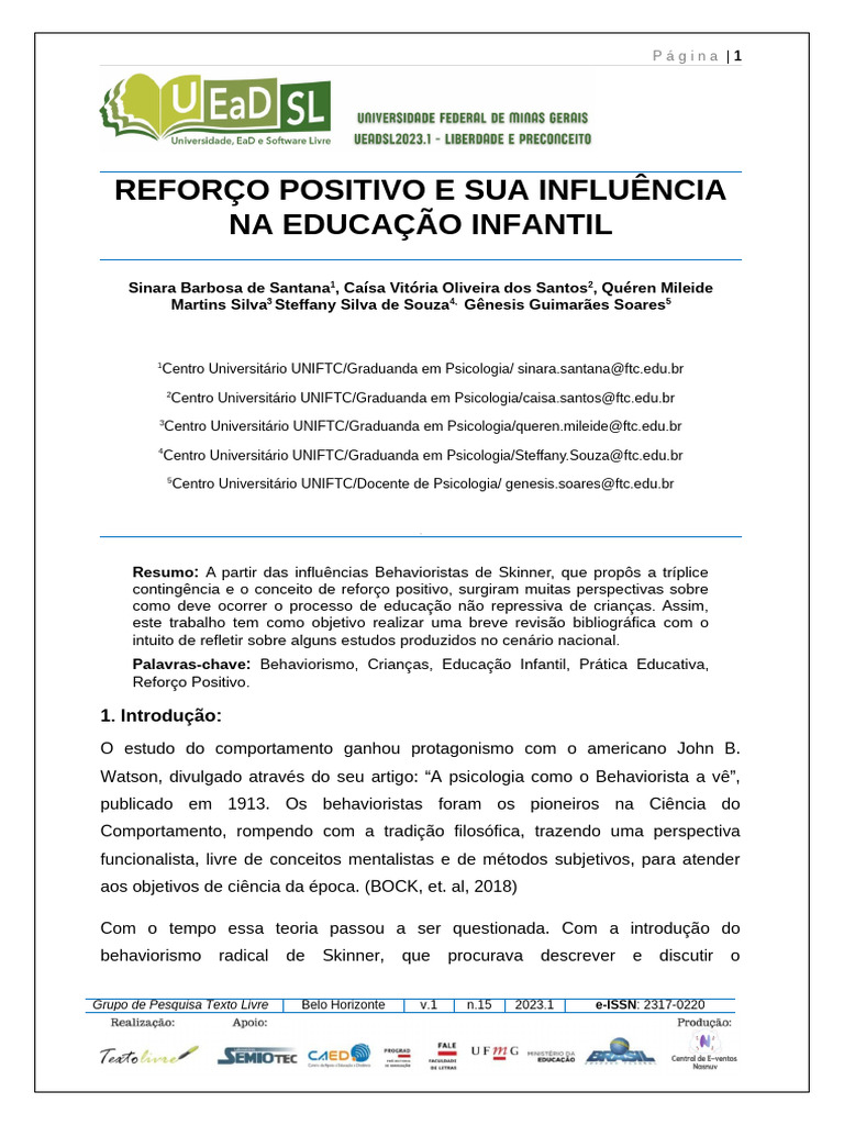 Artigo Com Correção 04 06 23 Reforço Positvo E Sua Influência Da