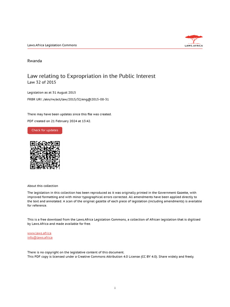 Rwanda Expropriation Law 2015 Overview | PDF | Eminent Domain | Real ...