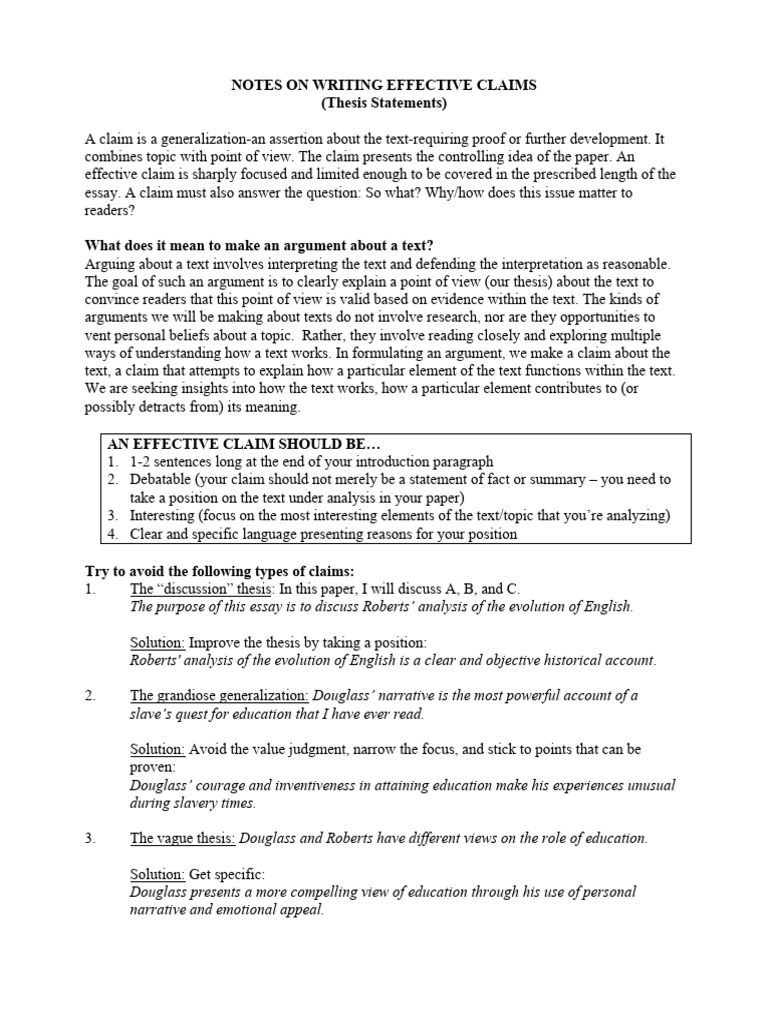 Writing Effective Thesis Statements | PDF | Essays | Argument
