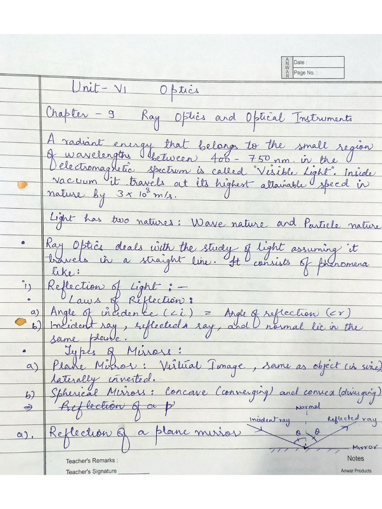 Physics Ray Optics | PDF