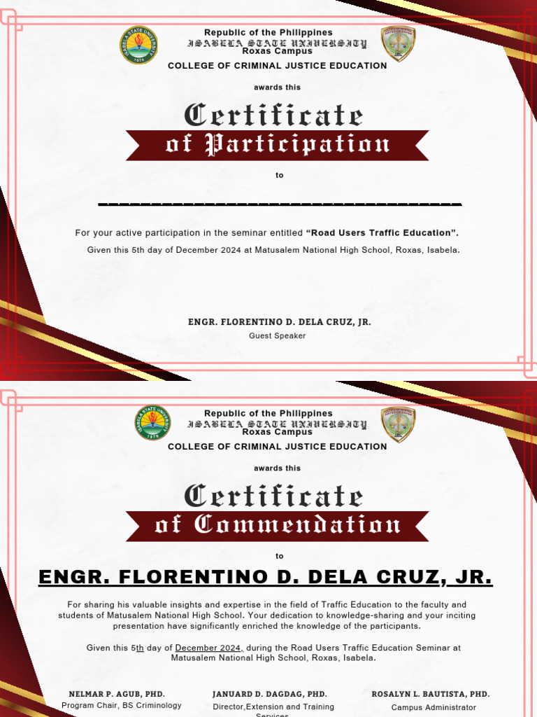Red and Gold Modern Bordered Recognition Certificate | PDF