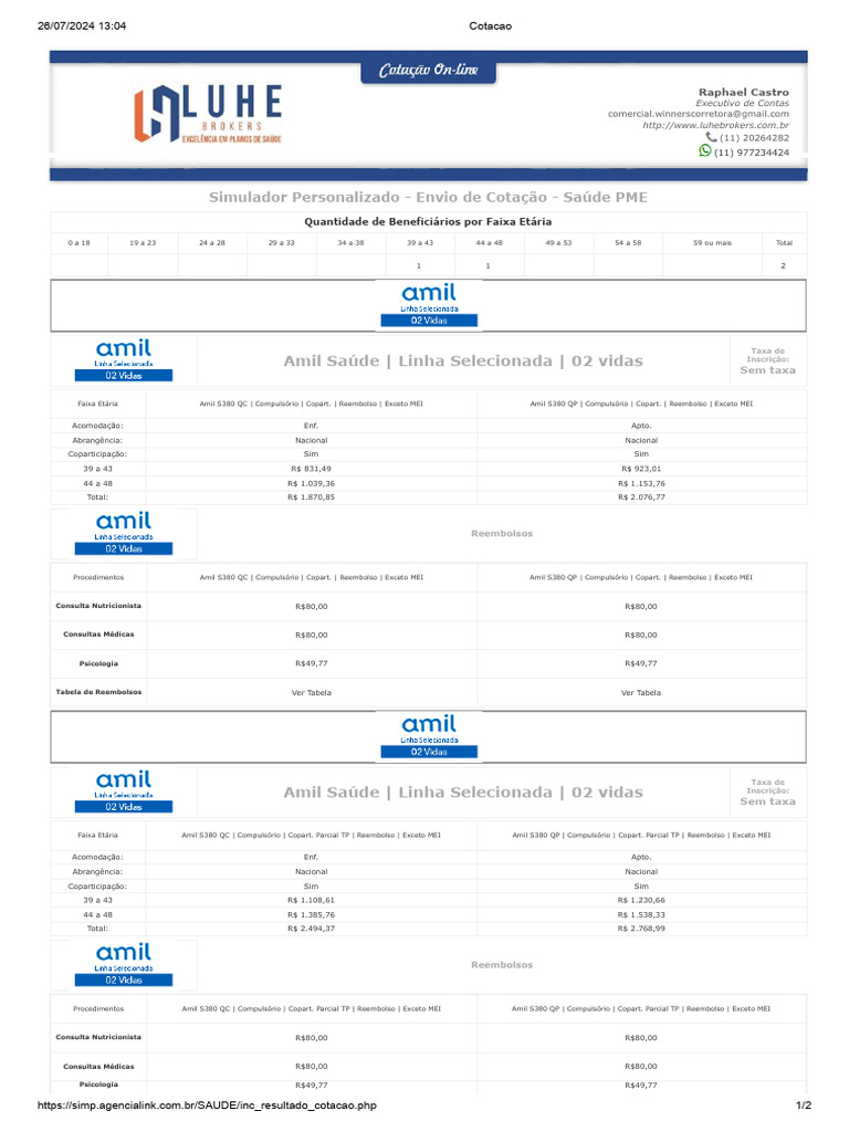 Proposta Amil Ana Carina PE | PDF
