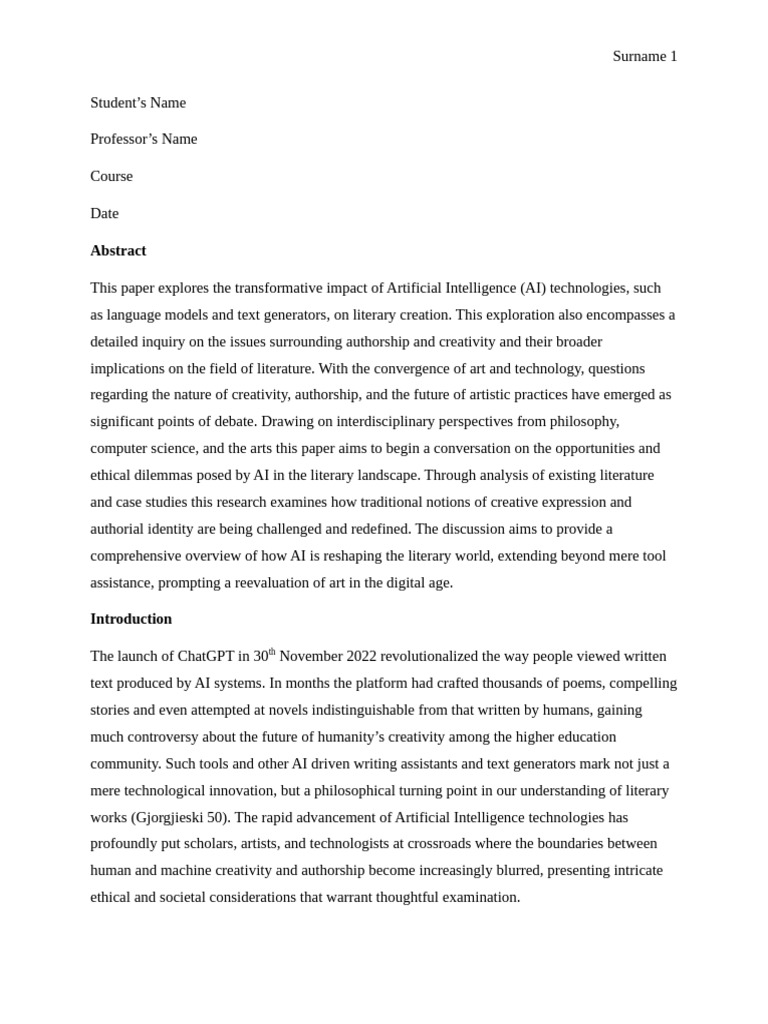 AI and Literary Creations | PDF | Artificial Intelligence ...