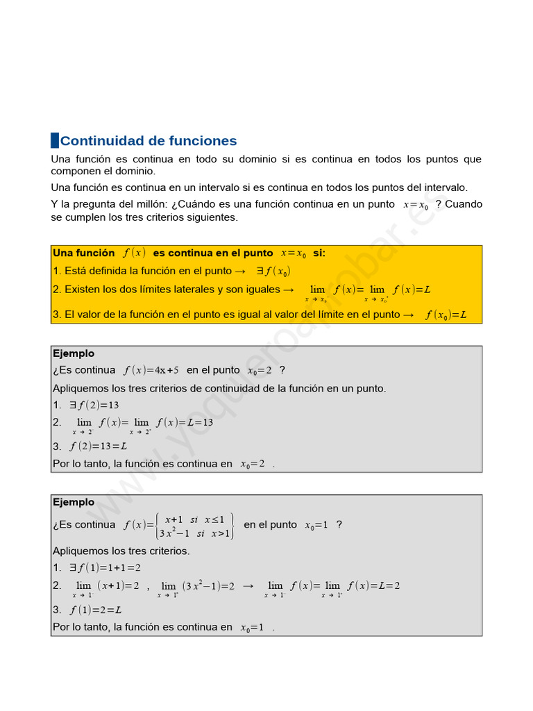 Criterios de Continuidad de Funciones | PDF