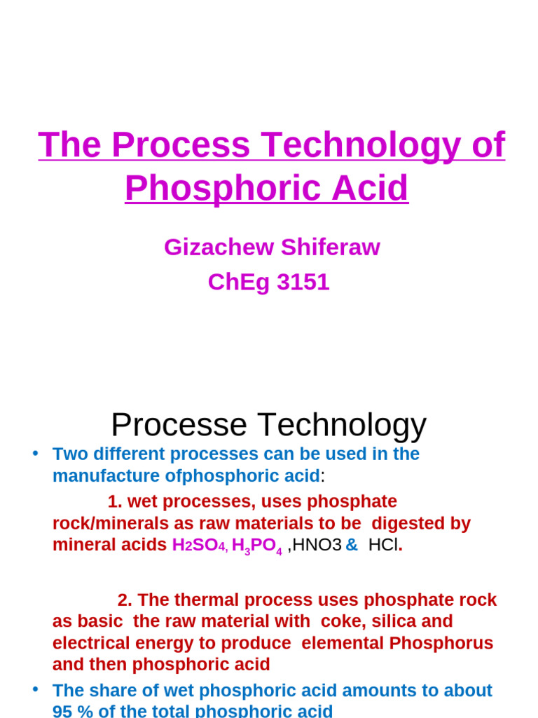 Phosphoric Acid Production Processes | PDF | Phosphoric Acid | Phosphorus