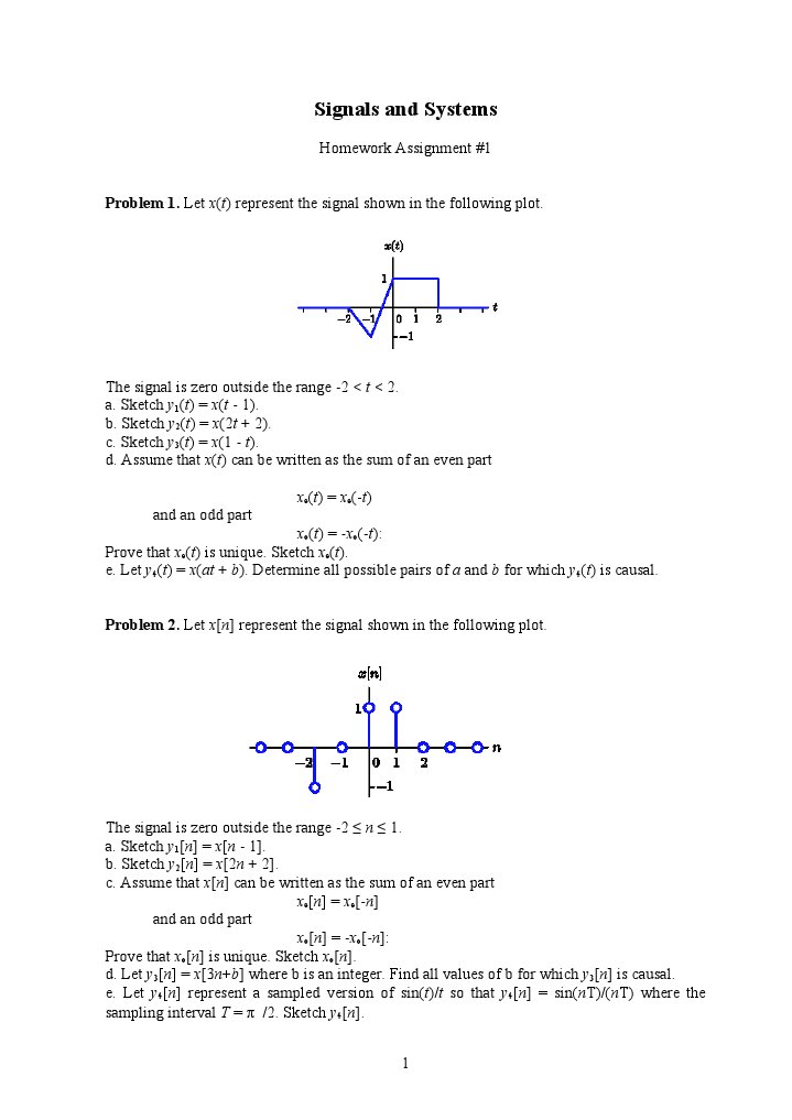 Signals and Systems Homework Solutions | PDF | Teaching Mathematics ...