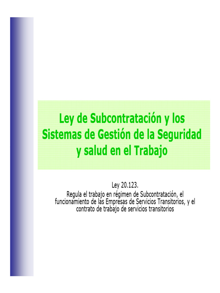 Ley de Subcontratacion. | PDF | Seguridad y salud ocupacional | Outsourcing