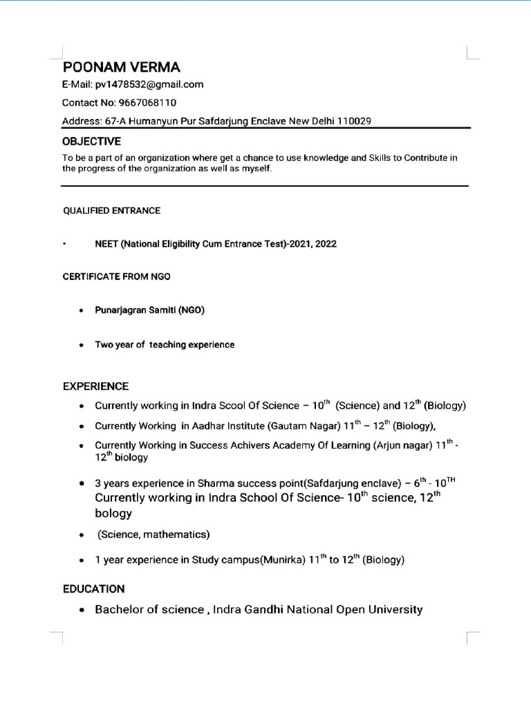 2024 Resume Poonam | PDF