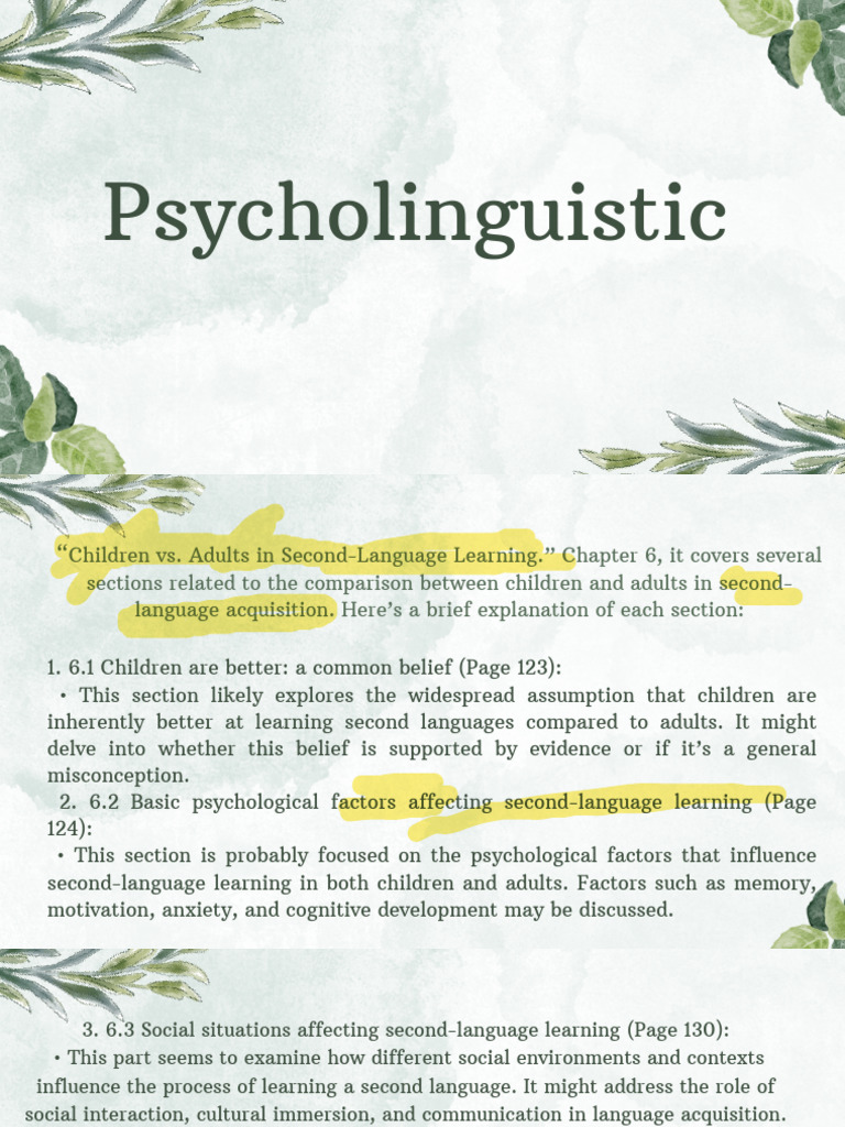 Ch6 Psycholinguistic.pdf.pdf | PDF | Second Language Acquisition ...