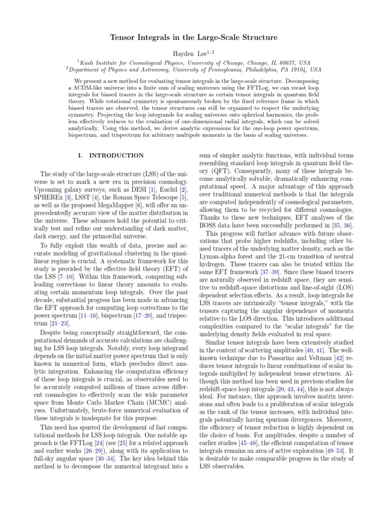 Tensor Integrals in the Large-Scale Structure | PDF | Integral | Tensor Tensor Integrals in the Large-Scale Structure | PDF | Integral | Tensor