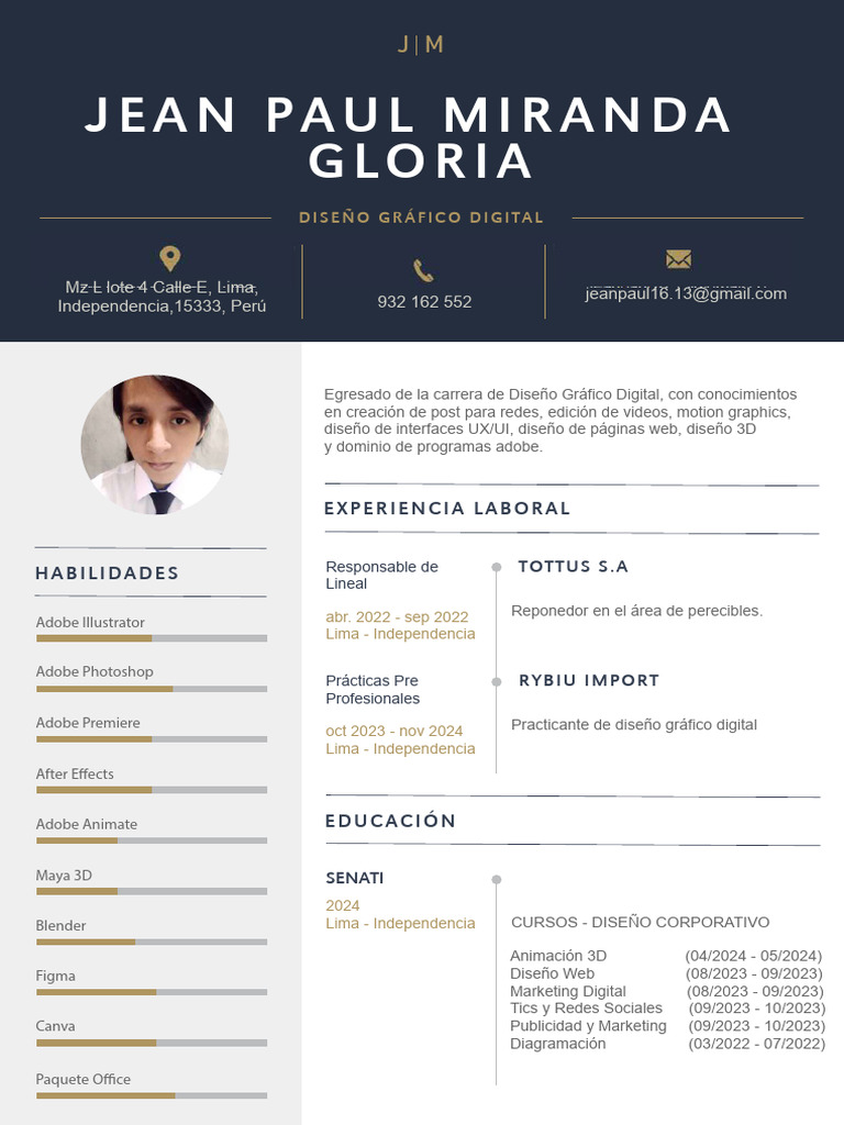 Jean Paul Miranda Gloria: MZ L Lote 4 Calle E, Lima, Independencia, 15333, Perú 932 162 552 | PDF