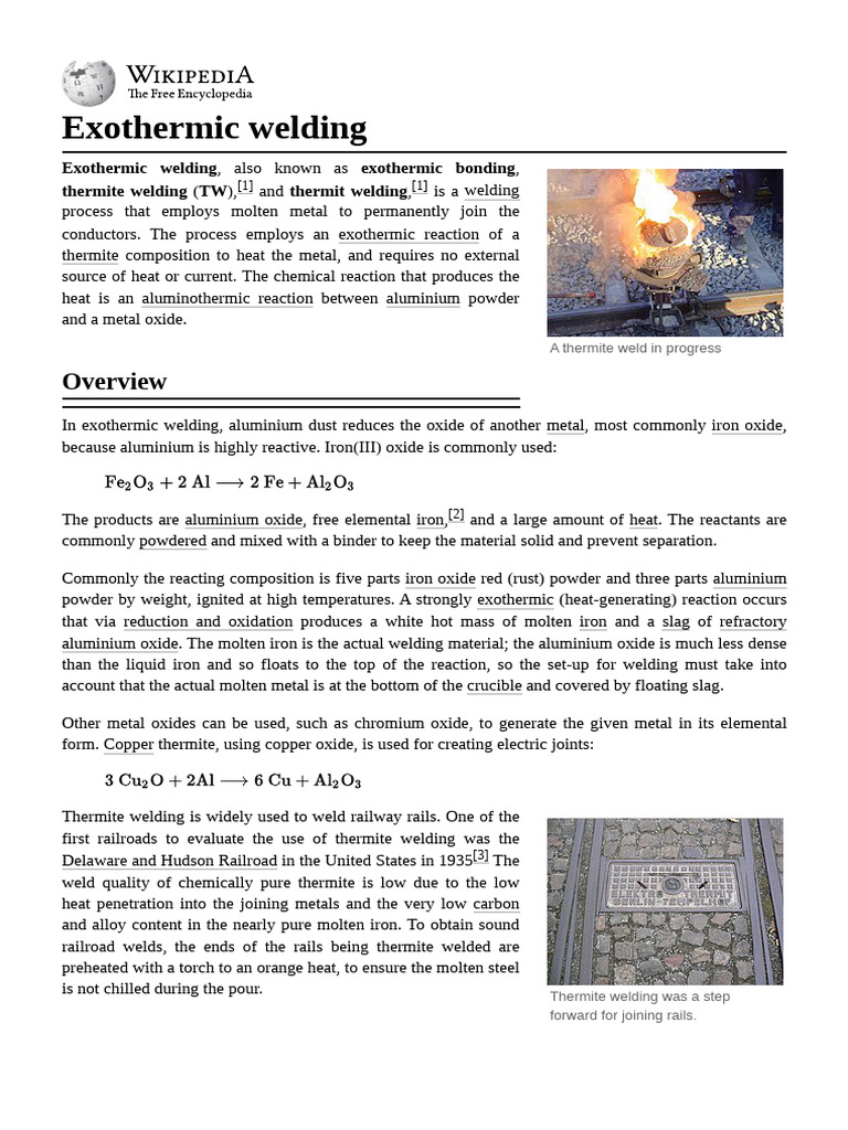 Exothermic_welding | PDF | Chemical Substances | Industrial Processes