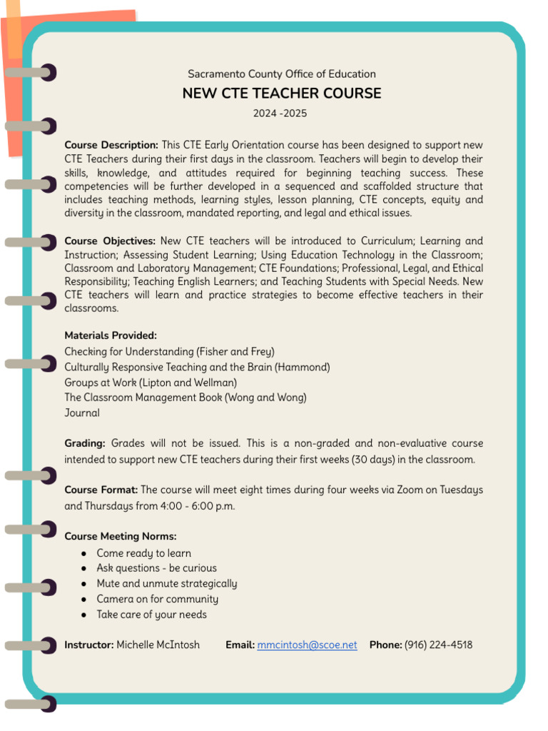 2024-2025 New CTE Teacher Course Syllabus | PDF | Educational ...