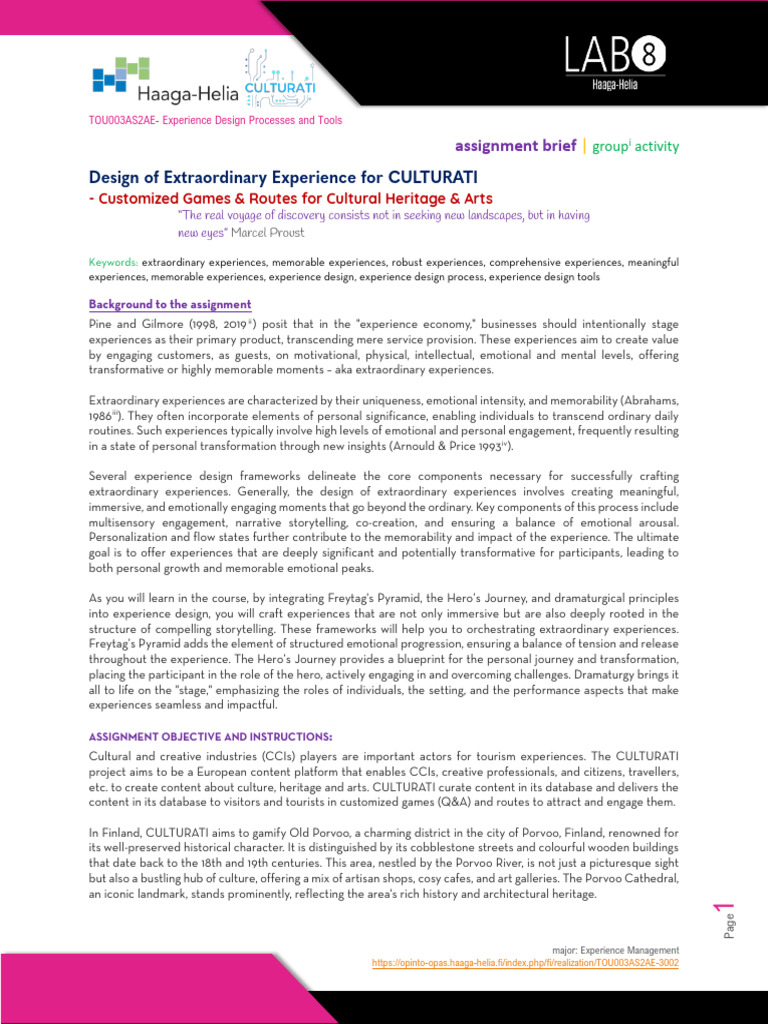 TOU003AS2AE 3007 Experience Design P N T Assignment CULTURATI | PDF ...