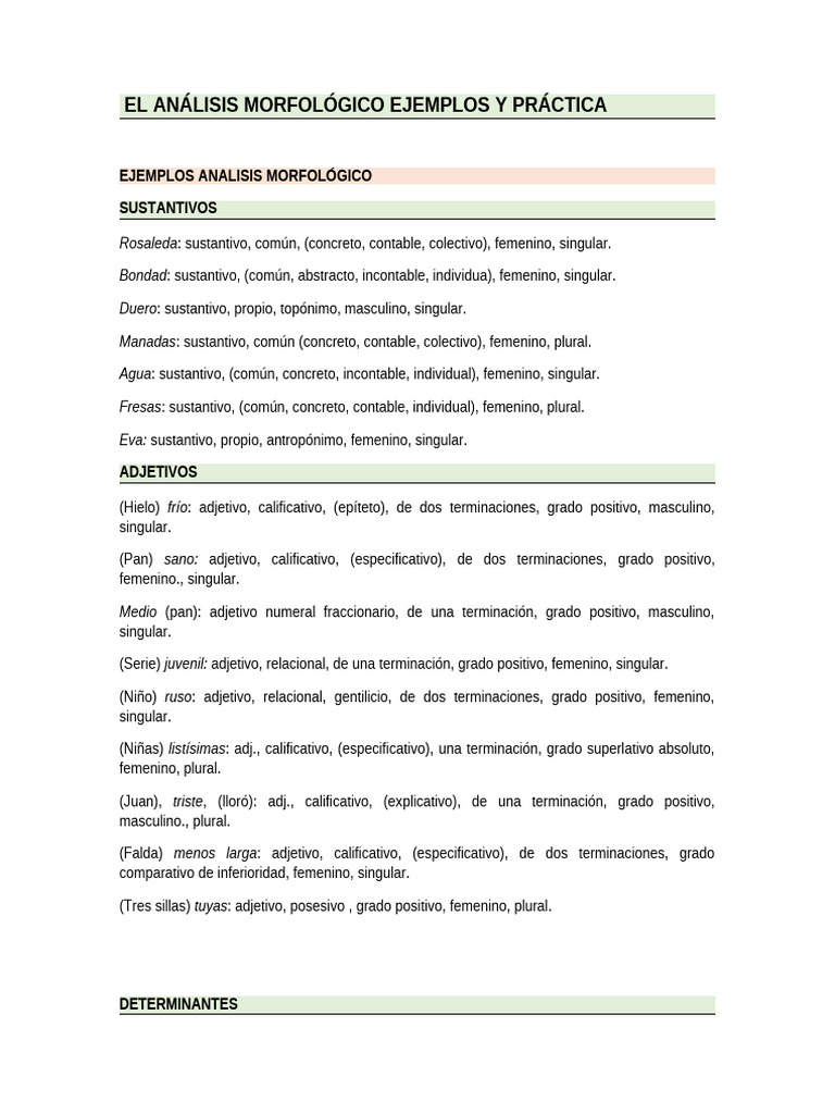 Análisis Morfológico Práctico | PDF | Adjetivo | Sustantivo
