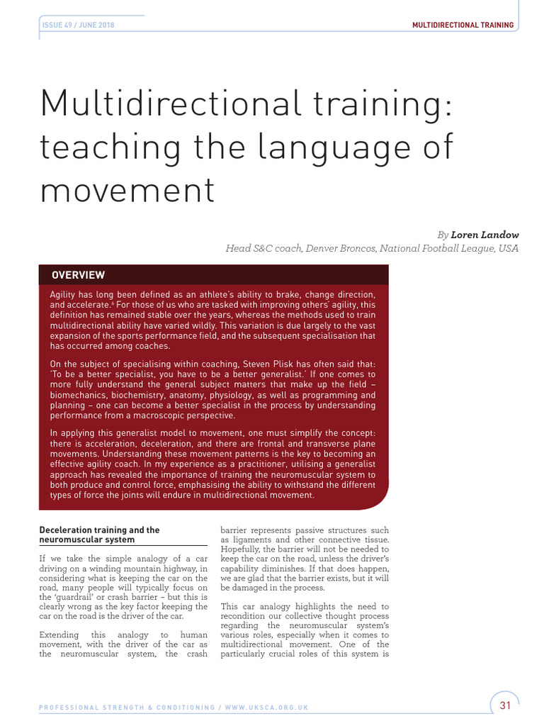 Multidirectional Training - Teaching The Language of Movement | PDF | Force | Acceleration