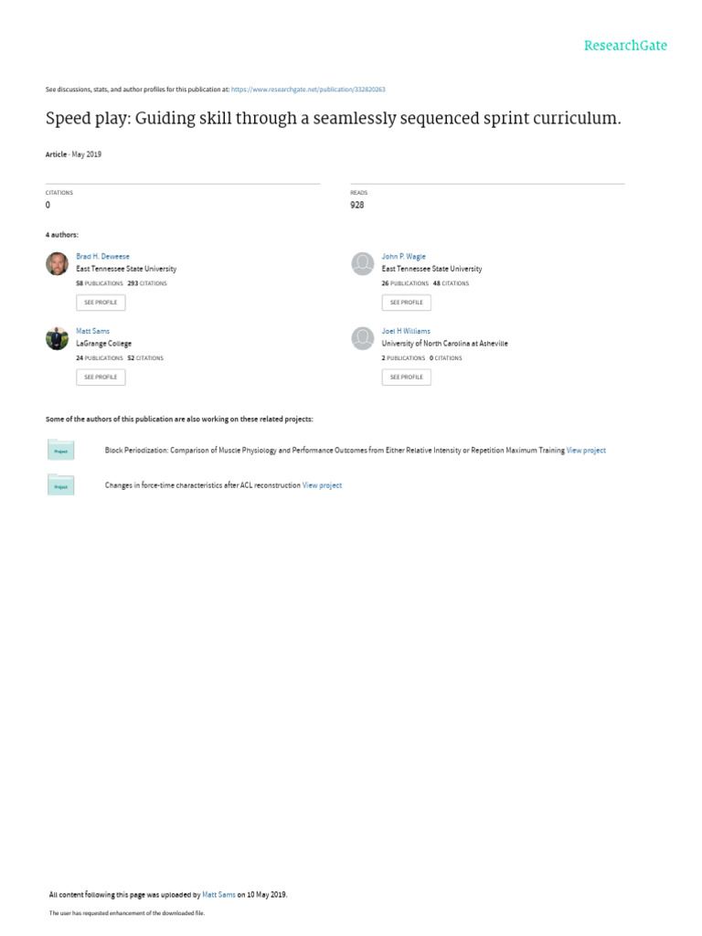 Speed Play - Guiding Skill Through A Seamlessly Sequenced Sprint ...