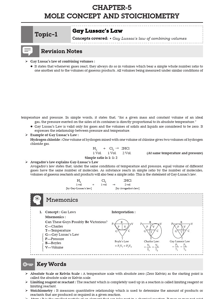 5. Mole Concept And Stoichiometry | PDF | Mole (Unit) | Molecules