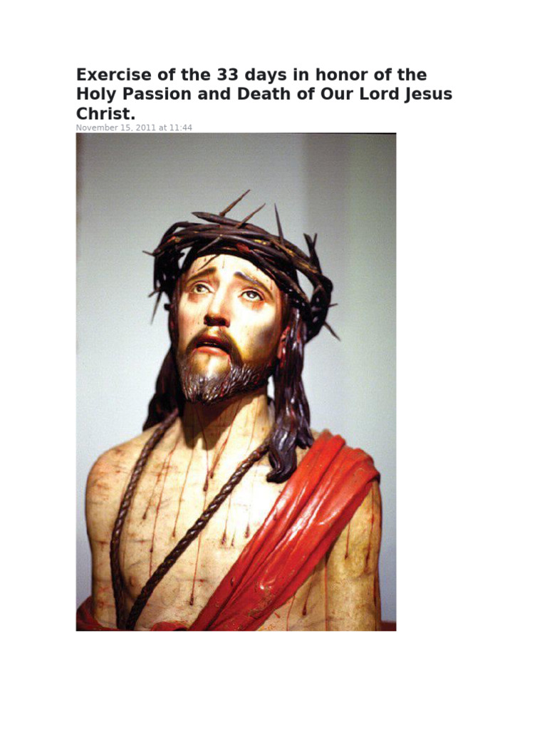 Exercise of the 33 Days in Honor of the Sacred Passion and Death of Our Lord Jesus Christ | PDF ...