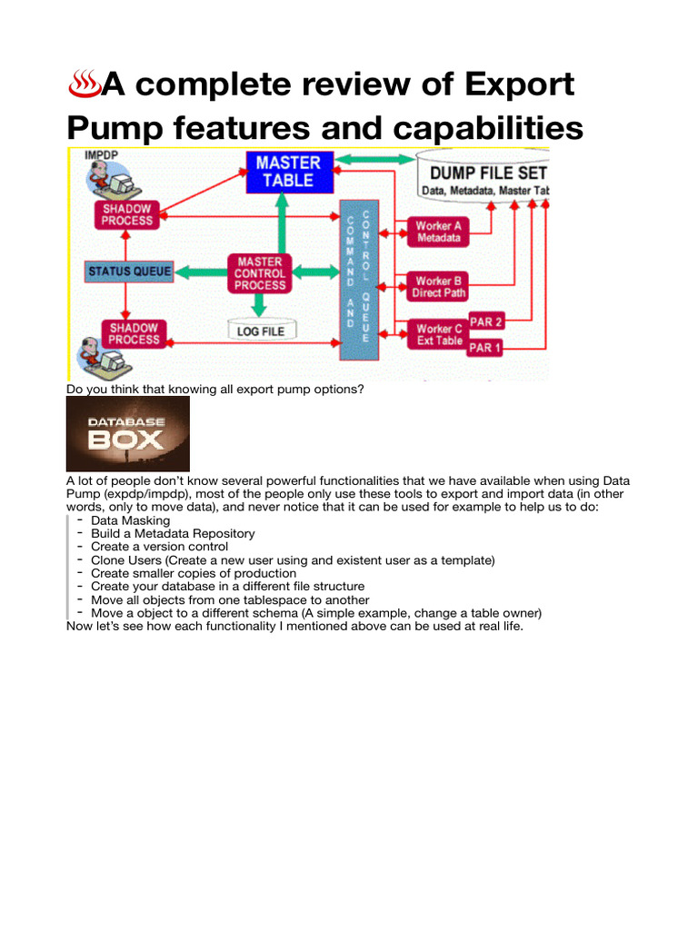 ♨️A complete review of Export Pump features | PDF | Databases | Table ...