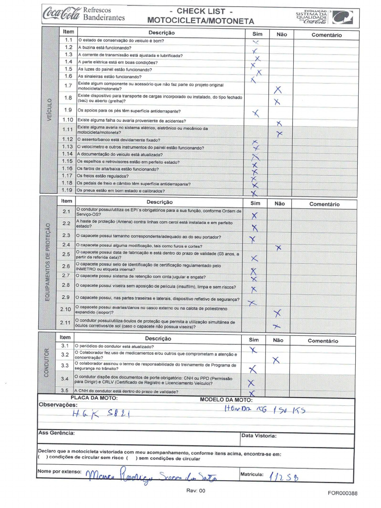 Check-list Pesquisadores Matriz | PDF