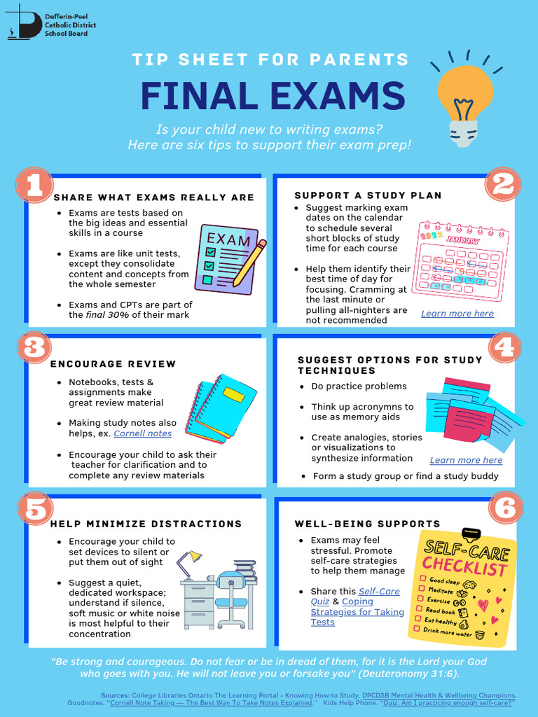 Exam Study Tip Sheet - Parents | PDF | Psychology | Behavioural Sciences
