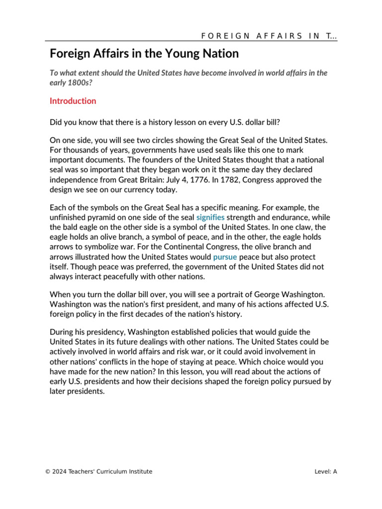 U.S. Foreign Policy in the Early 1800s | PDF | Tecumseh | War Of 1812