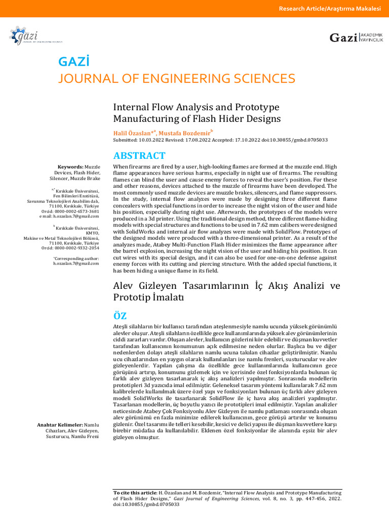 Alev Gizleyen Tasar Mlar N N Ak Analizi Ve Prototip Malat (#1085646) - 2301221 | PDF