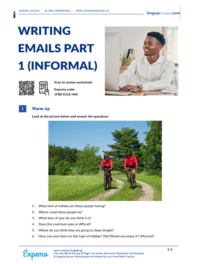 Writing Emails Part 1 Informal British English Student B2 C1 (1) | PDF ...