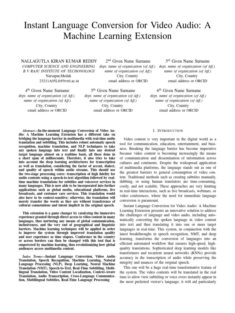 IEEE Conference Template 1 | PDF | Speech Recognition | Deep Learning