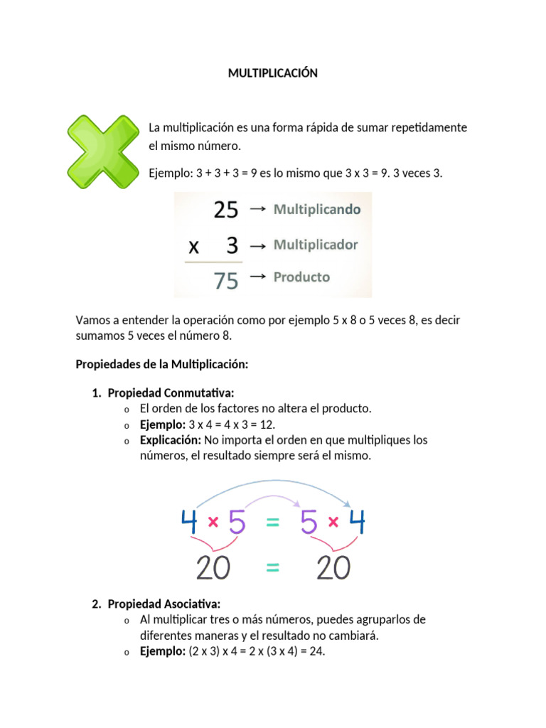 Propiedades de la Multiplicación | PDF