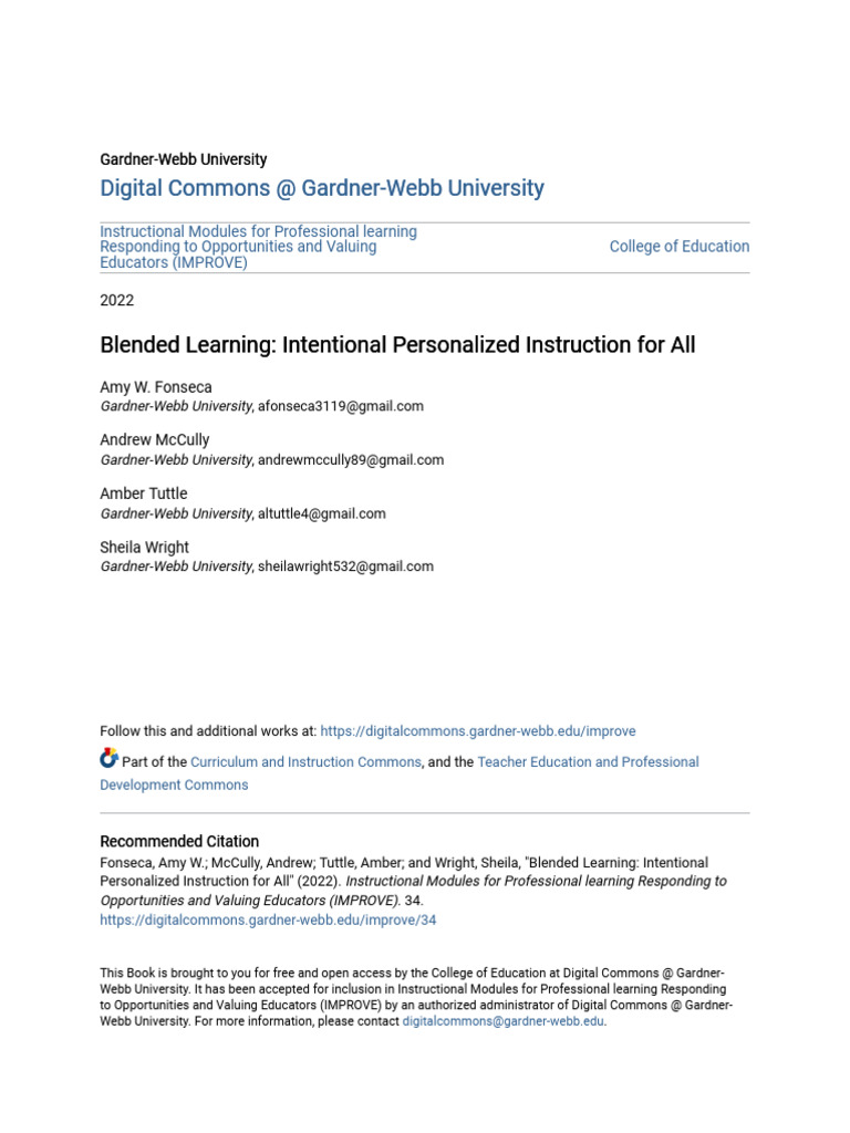 Blended Learning_ Intentional Personalized Instruction for All | PDF ...