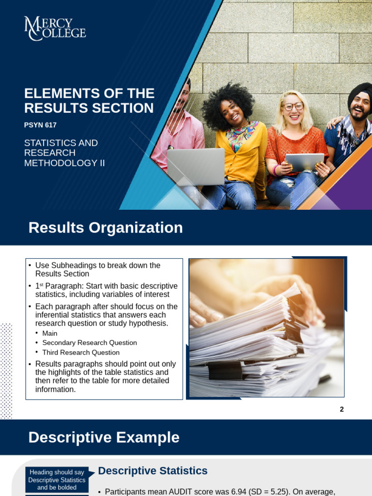 Elements of the Results Section PPt | PDF | Statistics | Analysis Of ...