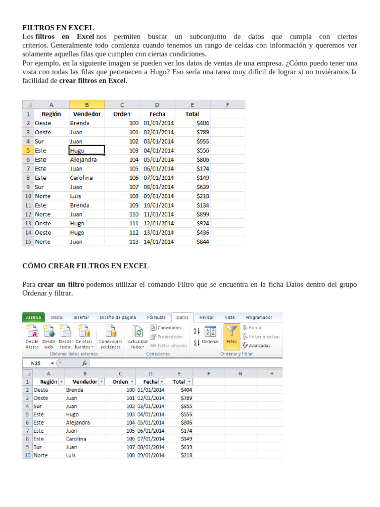 Filtros en Excel | PDF | Microsoft Excel | Información