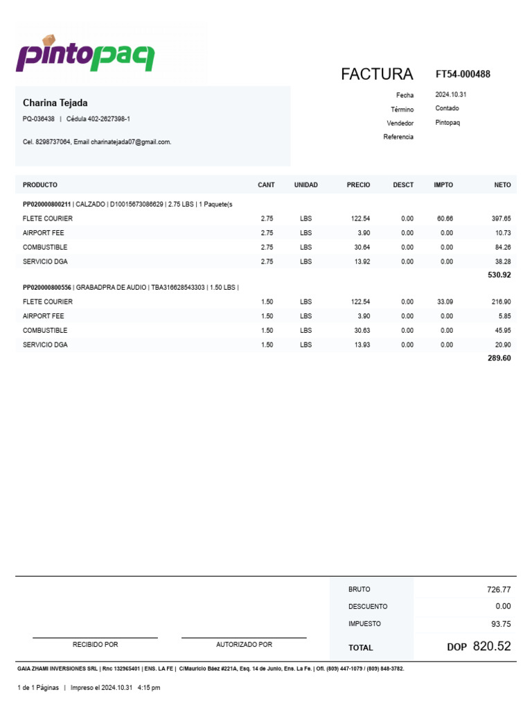 Autor Desconocido - VD - Factura | PDF