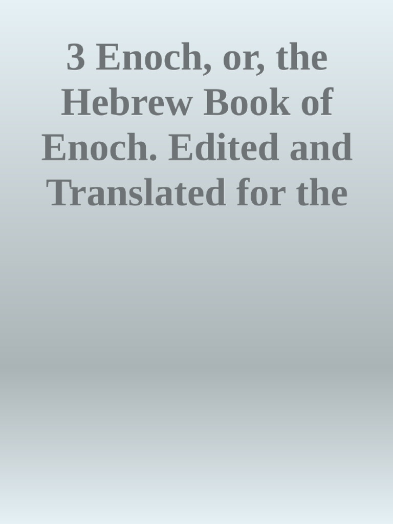 Hebrew Book of Enoch Analysis | PDF | Angel