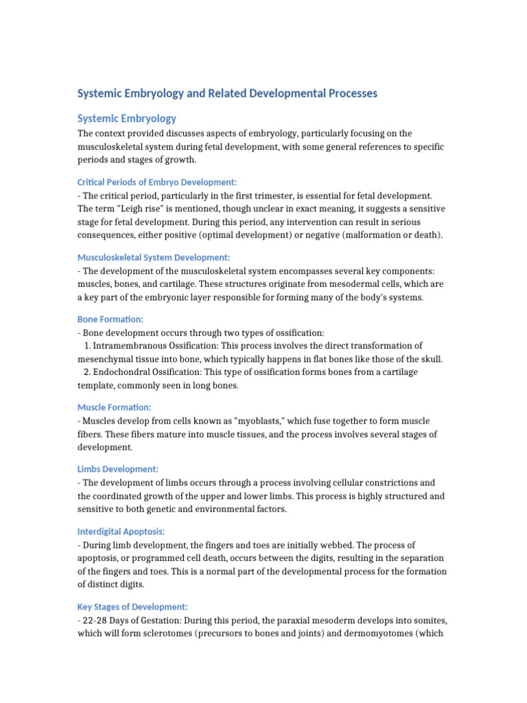 Systemic_Embryology_and_Developmental_Processes | PDF | Heart | Skin