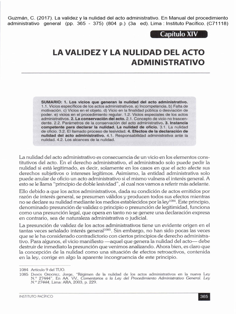 La Validez y Nulidad de Los Actos Administrativos | PDF | Nulo (ley) | Debido al proceso
