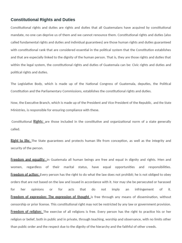 Constitutional Rights and Duties | PDF | Rights | Dignity