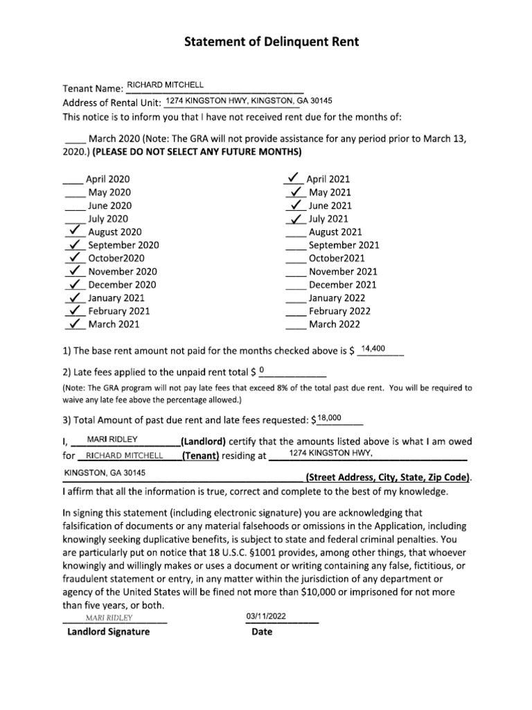 Mari Statement of Delinquent | PDF