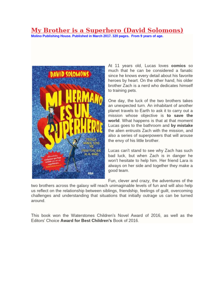 My Brother Is A Superhero | PDF