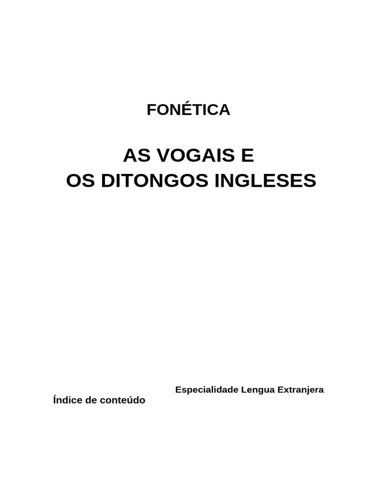 Vogais e Ditongos Ingleses: Guia SEO | PDF