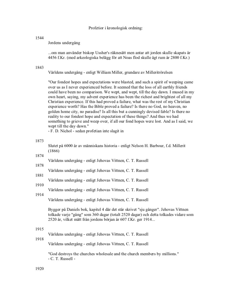 Profetior I Kronologisk Ordning | PDF