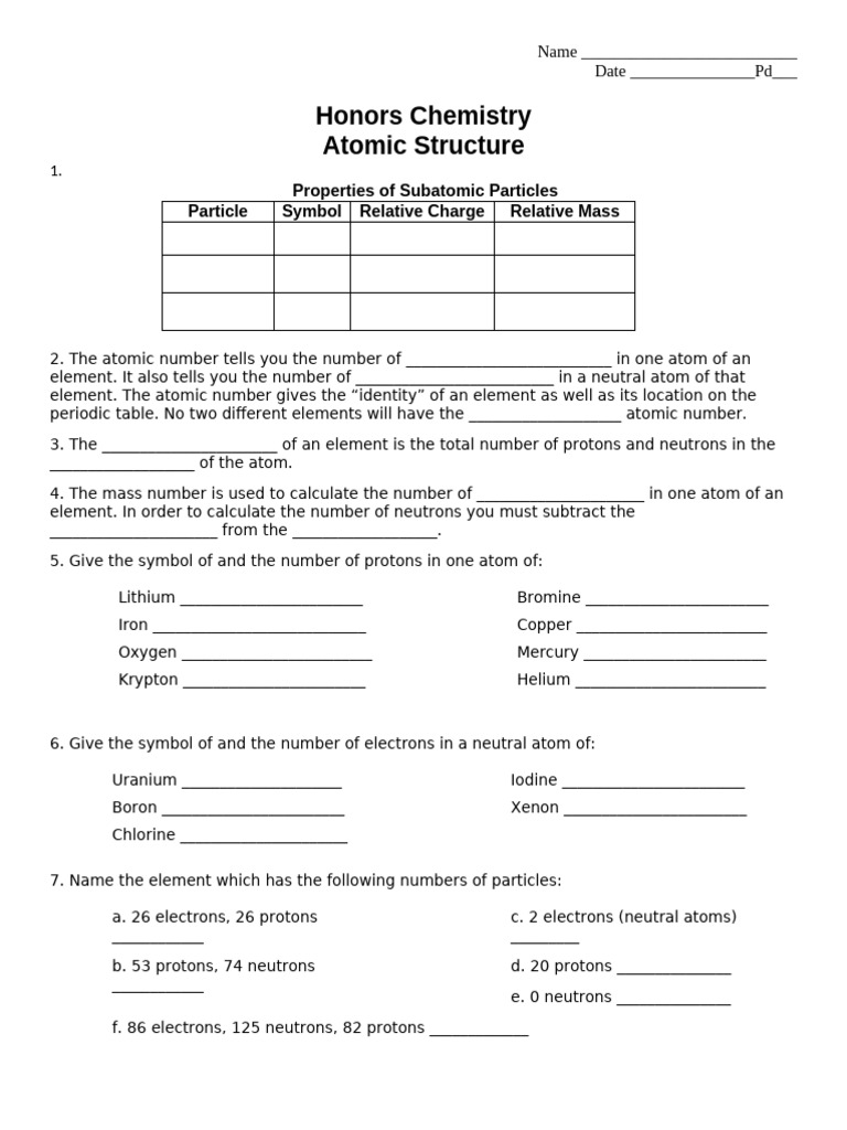 Atomic Structure Chemistry | PDF | Chemical Elements | Atoms
