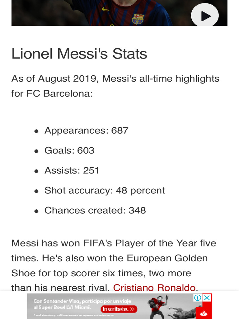 Messi's FC Barcelona Career Stats | PDF